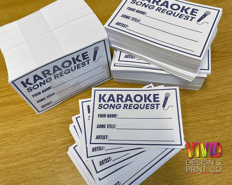 1000 Printed Karaoke Slips A7 Size High Quality Thick Paper Great for ...