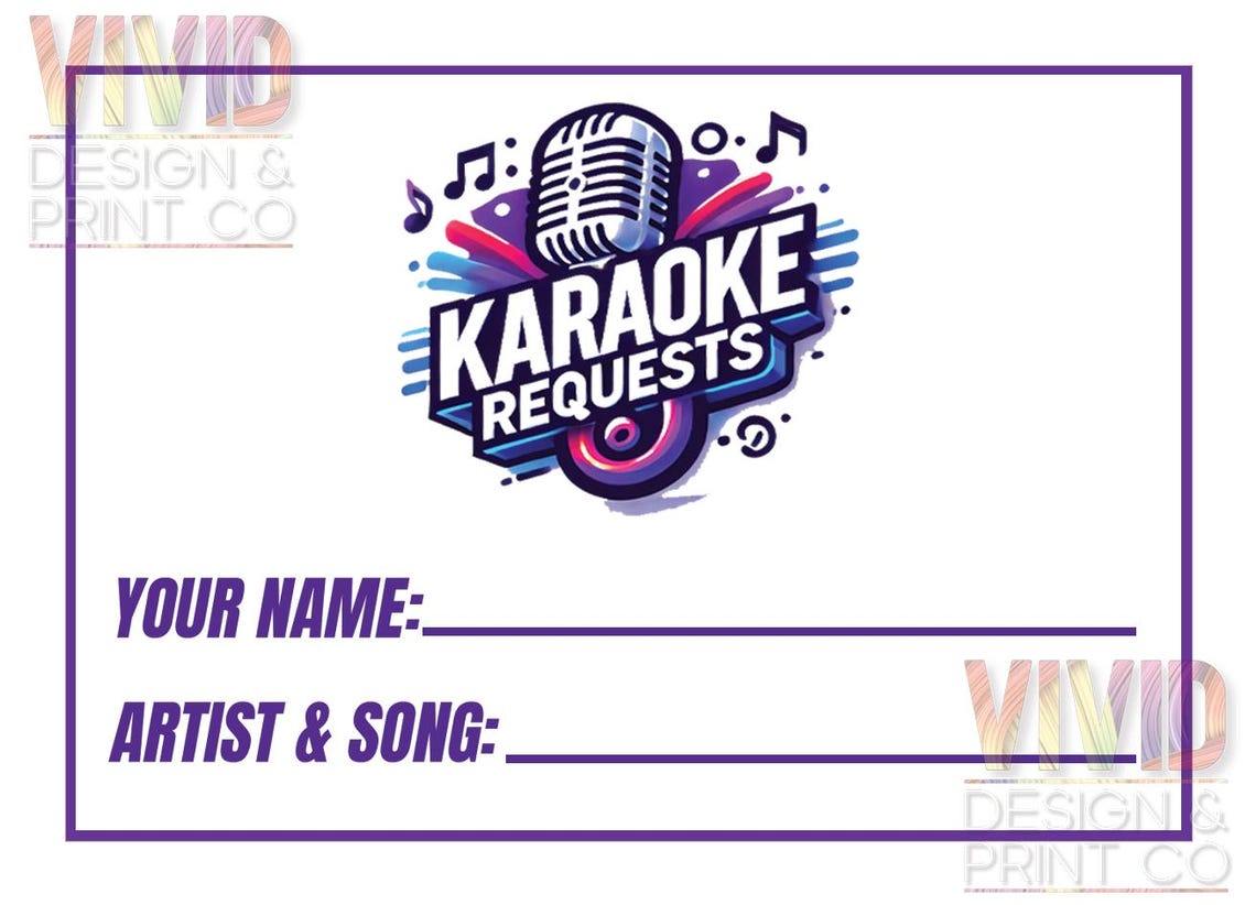 Basic Karaoke Slips - Print at Home! Digital Download 8 per Page Laser ...