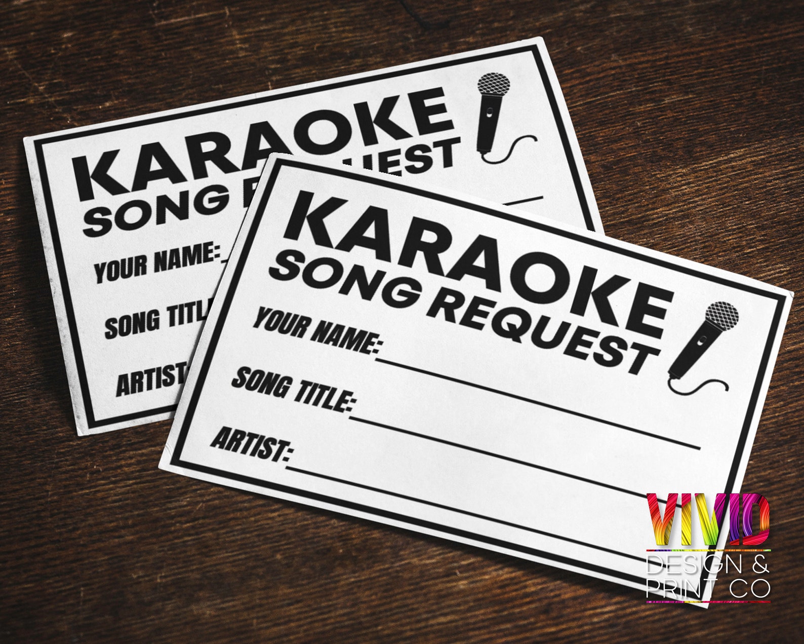 Karaoke Slips - Print at Home! Black White Digital Download 8 per Page ...
