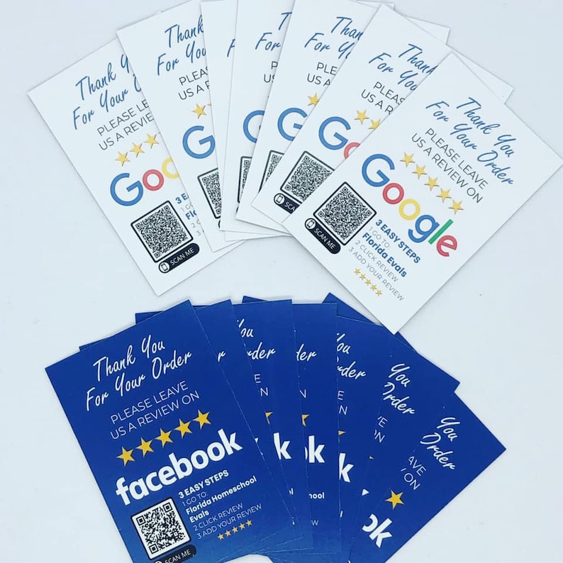 Printed Review Us Cards for Google and Facebook Packs | Get More ...