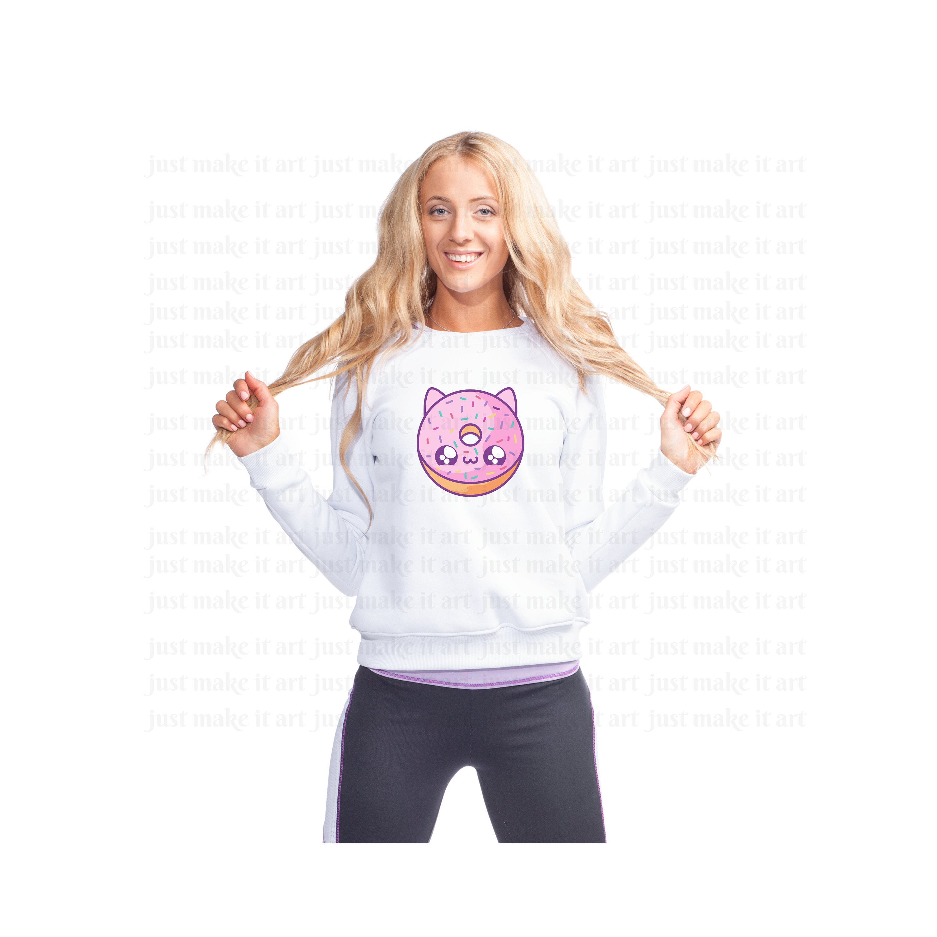 Kawaii Cute Donut Sprinkle Anime Cat | Rainbow Sparkle| Hoodied ...