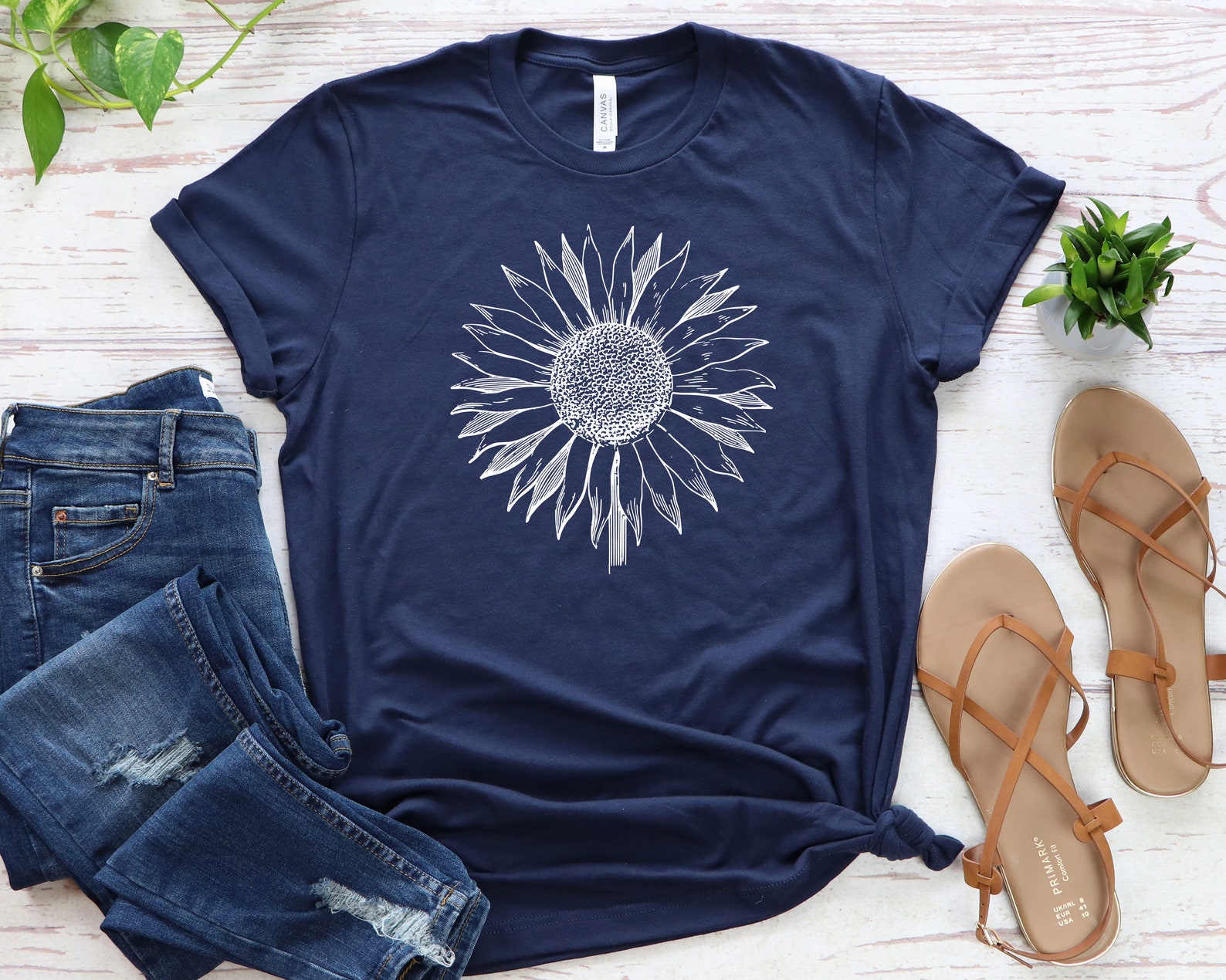 Sunflower Shirt, Sunflower Floral T Shirt, Flower T-shirt, Sunflower ...