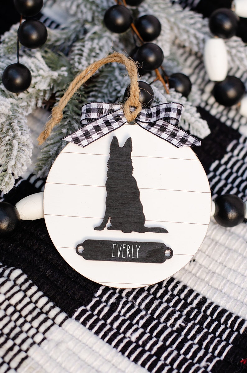German Shepherd Farmhouse Christmas Ornament Seated | Gift for Dog ...