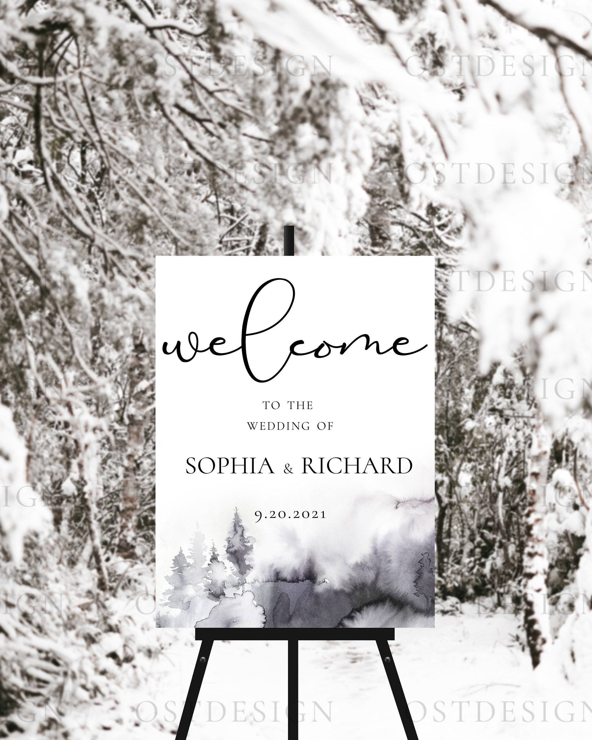 Winter Easel Sign Mockup Welcome Sign Mockup Wedding Easel Mockup ...