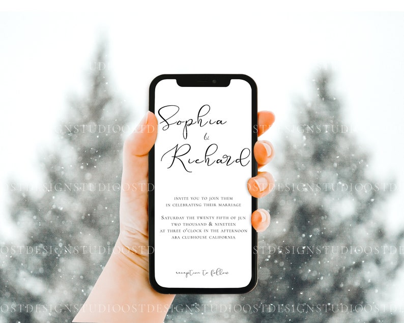 Winter iPhone Screen Mockup Invitation Mockup Wedding Mobile Mockup ...