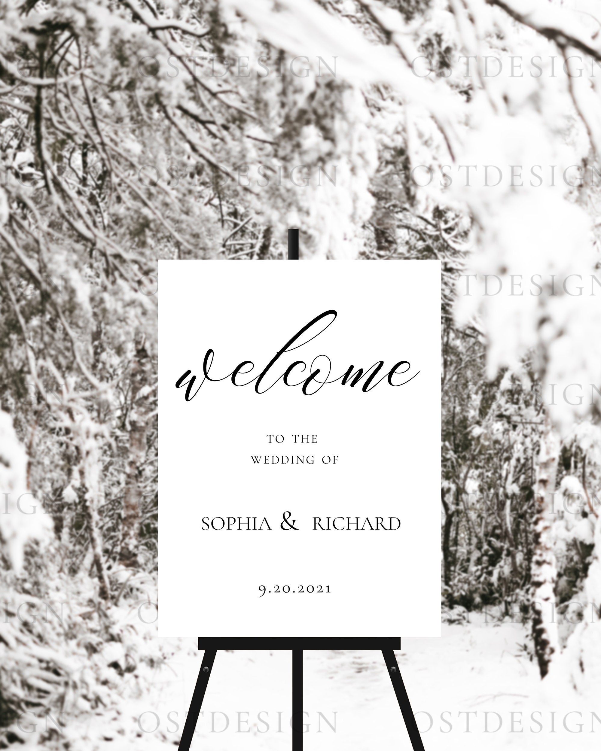 Winter Easel Sign Mockup Welcome Sign Mockup Wedding Easel Mockup ...