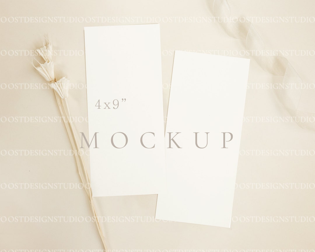 Wedding Program Mockup 4x9" Program Card Mockup Minimalism Program ...