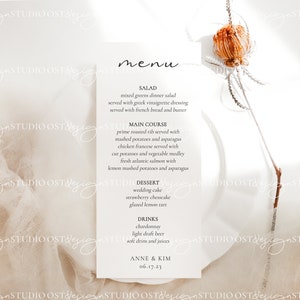 Aesthetic Wedding Menu Card Mockup Minimalism Menu Card Mockup Wedding ...