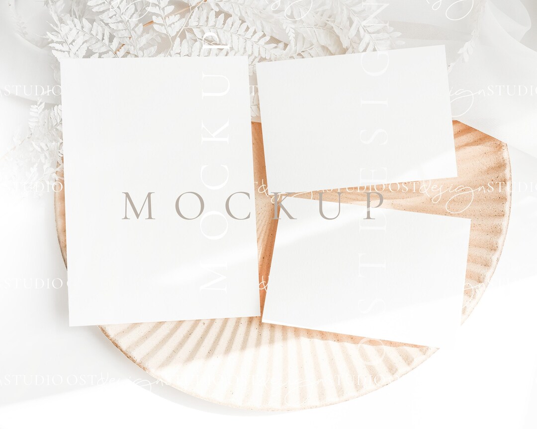 Boho Greeting Card Set Mockup Minimalist Wedding Invitation Mockup ...