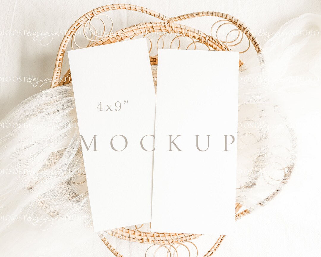 Wedding Program Mockup 4x9" Program Card Mockup Boho Program Mockup ...