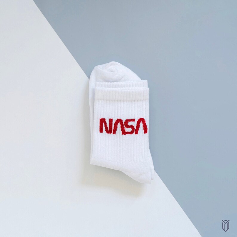 NASA White Socks | Space Galaxy Themed Socks | Cosmic Cute Funny White ...