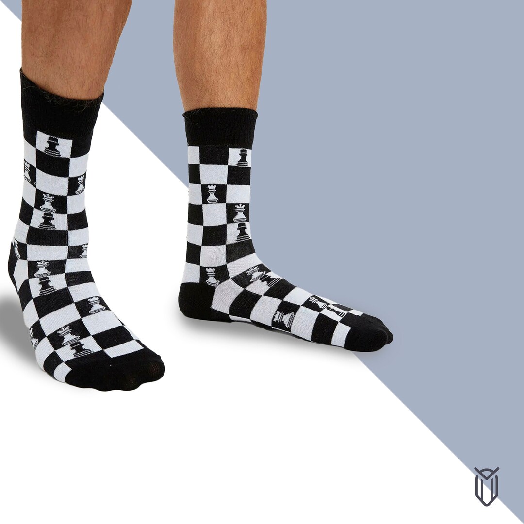 Chess Socks Playing Game Black and White Crazy Chess Crew - Etsy