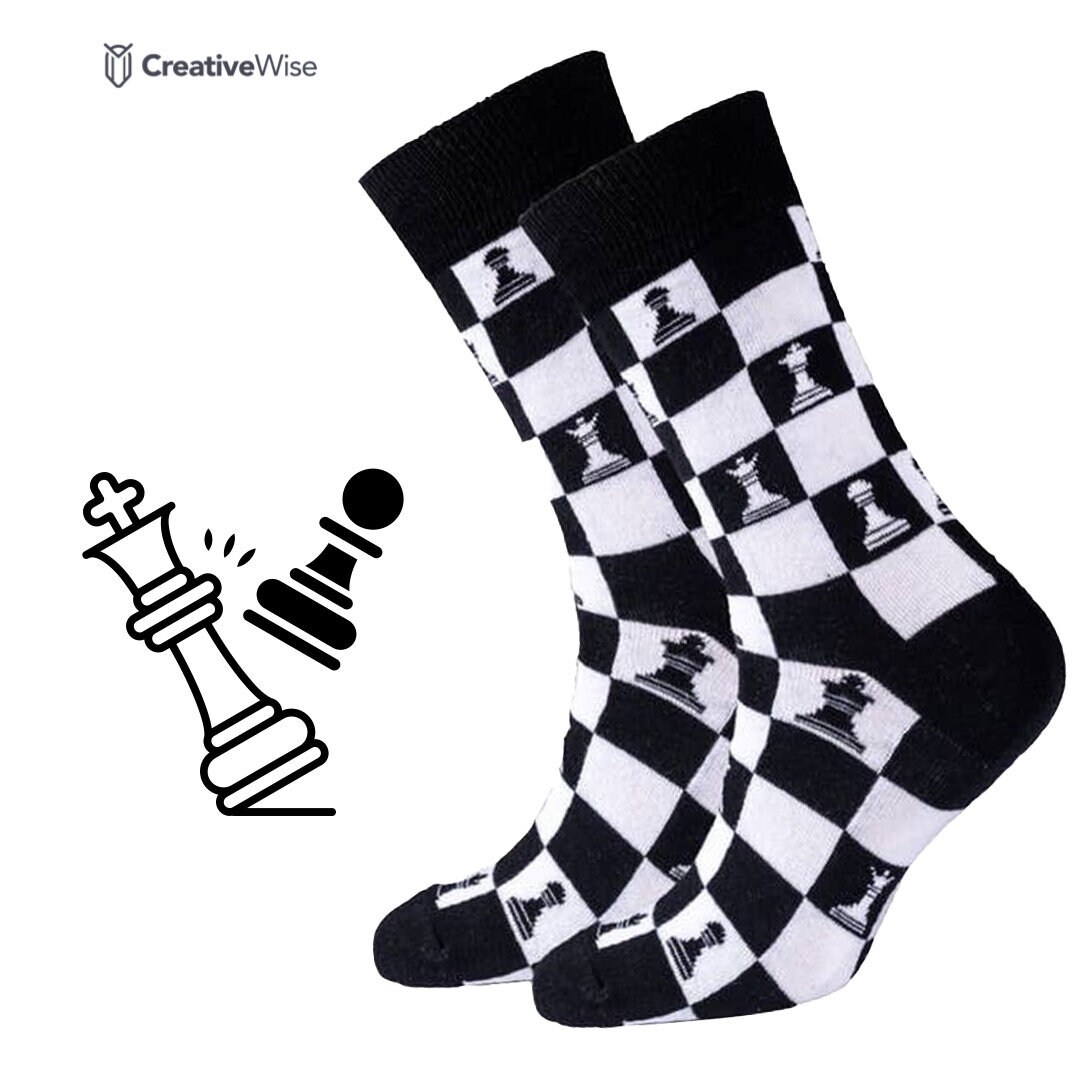 Chess Socks | Playing Game Black and White | Crazy Chess Crew | Cool ...