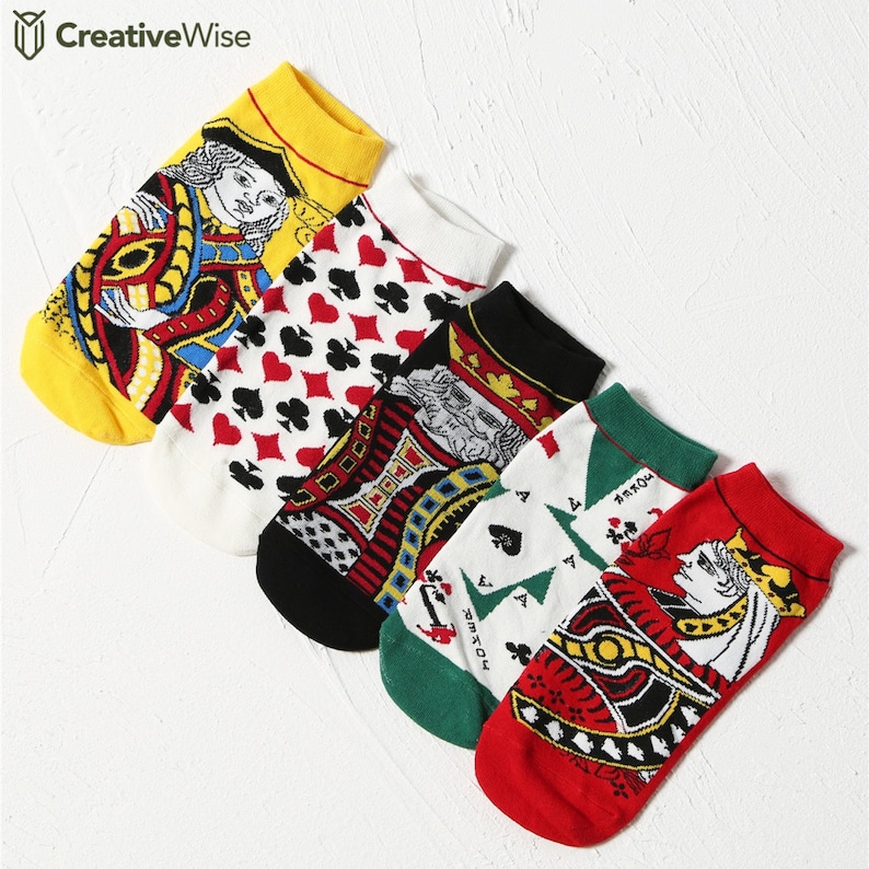 King Queen Jack Socks | Poker Card Player | Crazy Texas Odd Red Casino ...