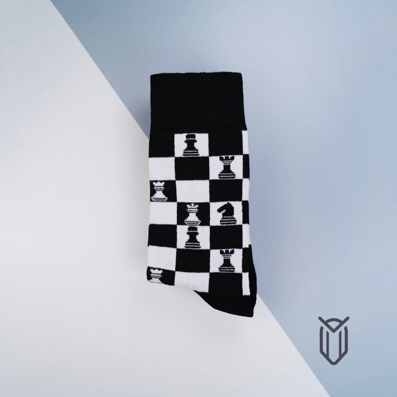Chess Socks Playing Game Black and White Crazy Chess Crew - Etsy