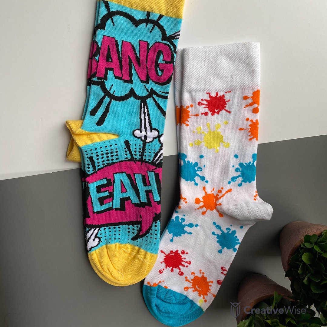 Bomb Bang Painting Socks | Humour Firework Colourful Funky Cool | Gift ...