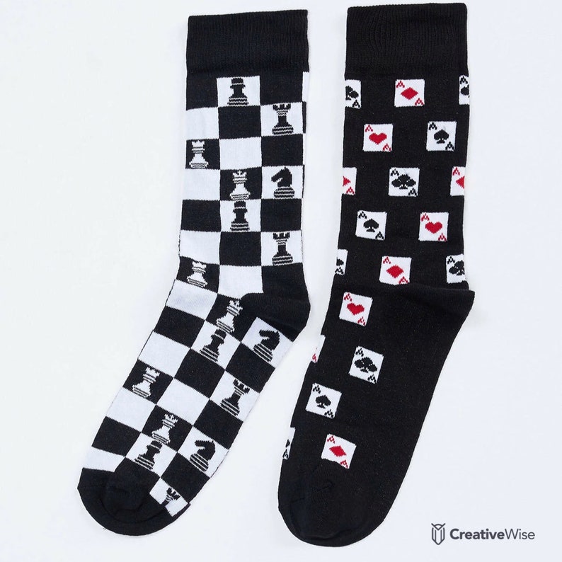 Chess Socks Playing Game Black and White Crazy Chess Crew - Etsy