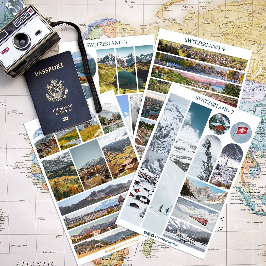 Switzerland Travel Journal Stickers, Swiss Souvenir Stickers, Geneva ...