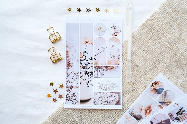Aesthetic Vibes Stickers Beige Cream Neutral Sticker Sheet Gift for ...
