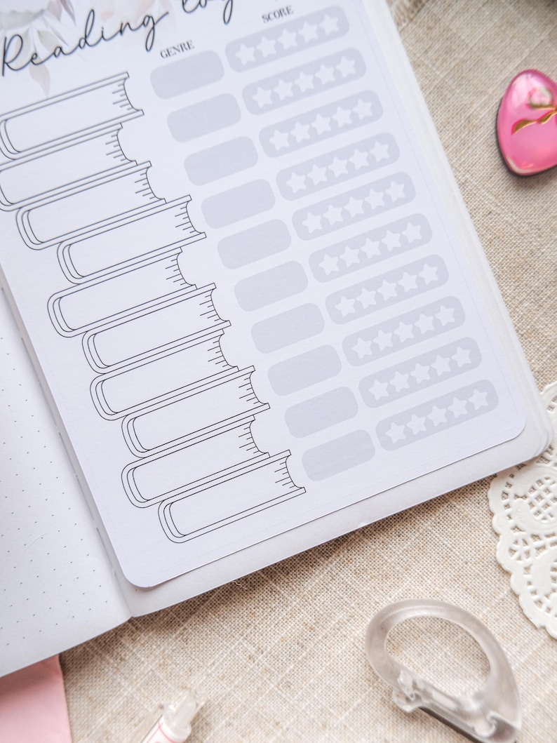 Reading Log Sticker | Stick-in Page | Reading Page for A5 Journals ...