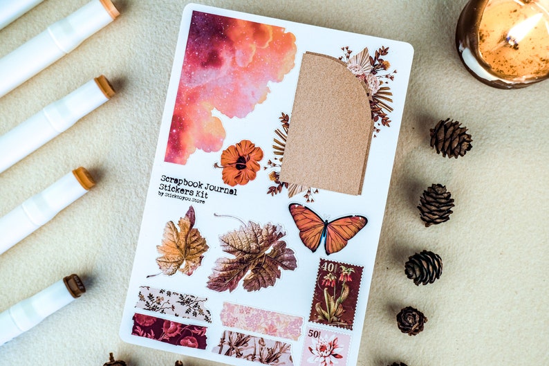 Vintage Scrapbook Stickers Sheet Retro Floral Washi Nature - Etsy