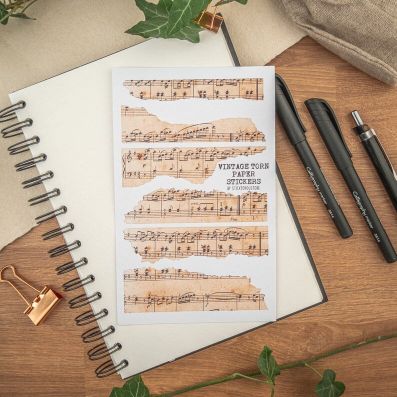 Vintage Ripped Paper Background With World Map Musical Notes - Etsy