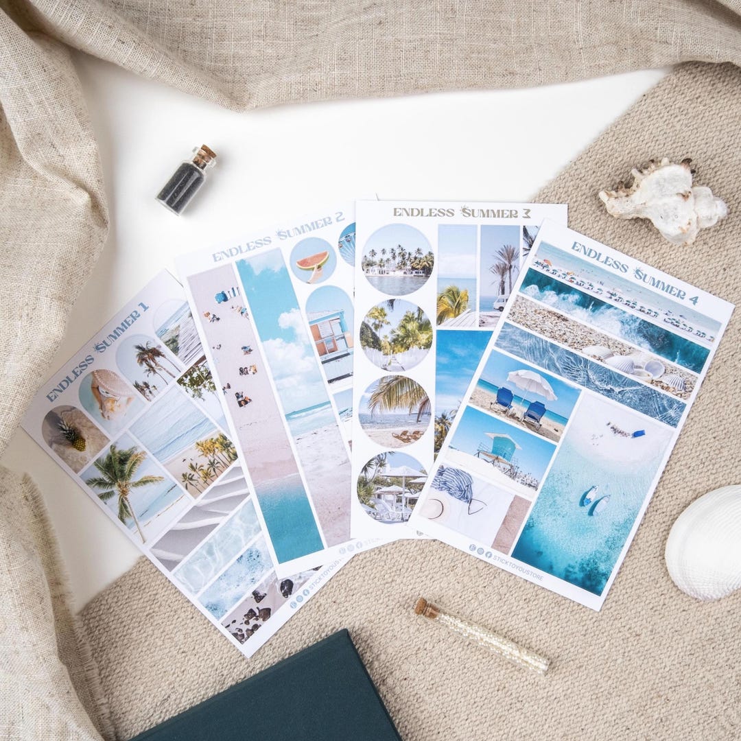 Tropical Beach Stickers: Summer Vacation Planner Stickers - Etsy