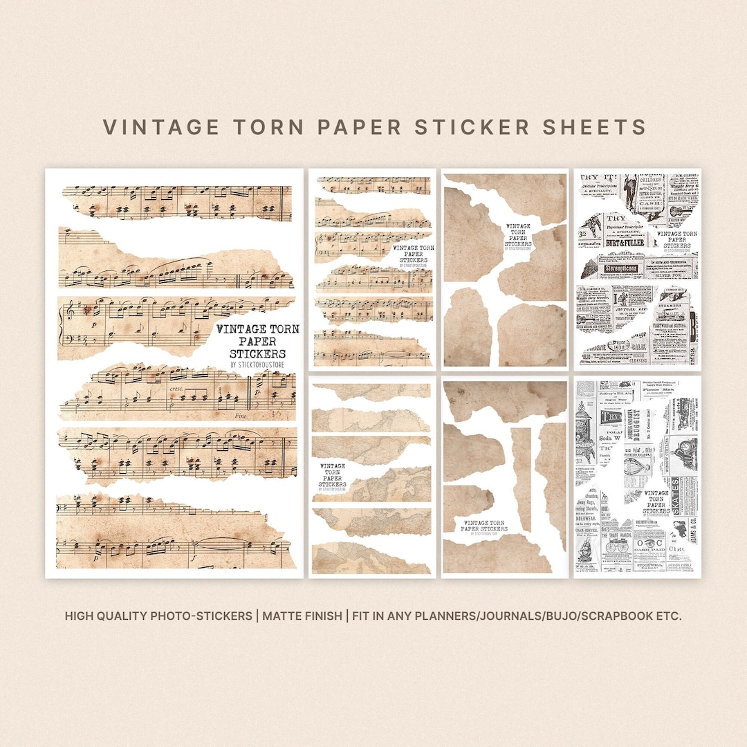 Vintage Ripped Paper Background With World Map, Musical Notes, Old ...