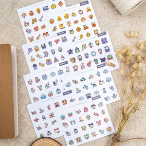 Cute Mini Icon Sticker Sets Halloween, Autumn, Fall, Winter & Christmas ...