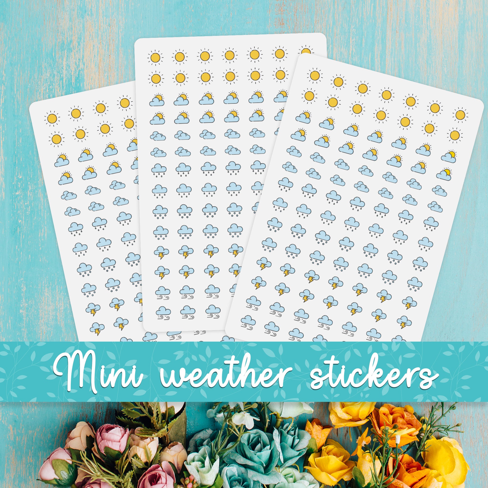 MINI Weather Icons Weather Sticker Sheet Monthly Stickers | Etsy