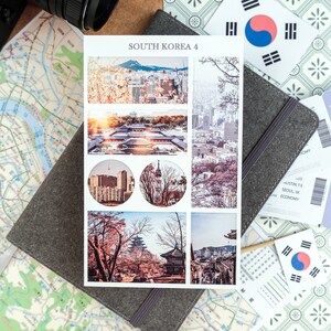 South Korea theme Stickers Set, 4 Different Sticker Sheets for Bullet ...