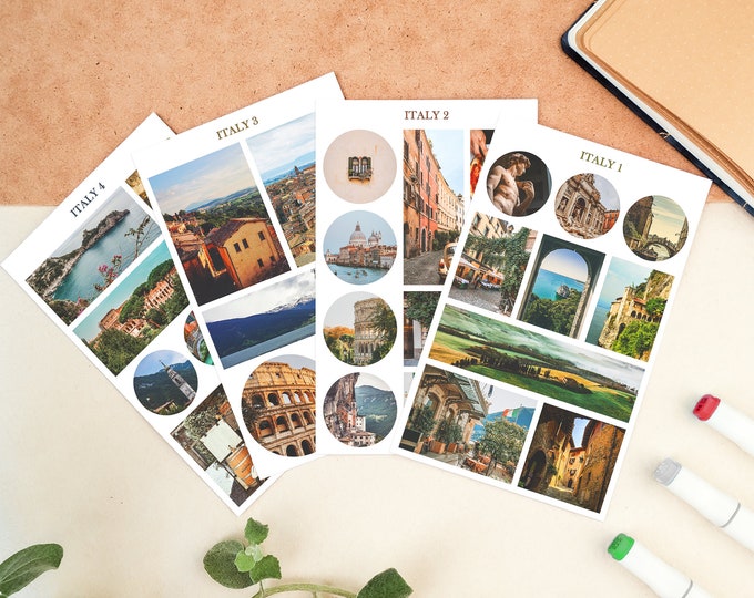 ITALY Theme Stickers Set 4 Different Sticker Sheets for - Etsy
