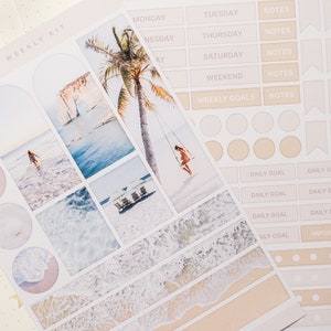 At the Beach Weekly Bujo Kit, Beach Theme Weekly Stickers, Summertime ...