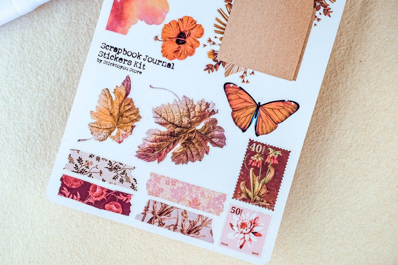 Vintage Scrapbook Stickers Sheet Retro Floral Washi Nature - Etsy