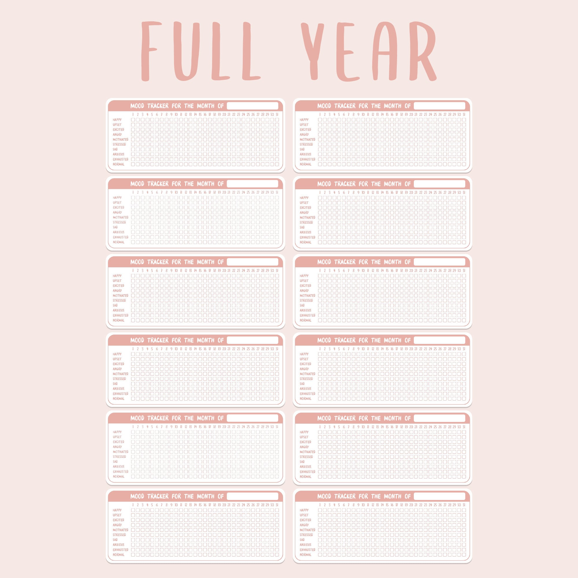 MINI Daily Mood Tracker, Emotions and Feelings Tracker, Bullet Journal ...
