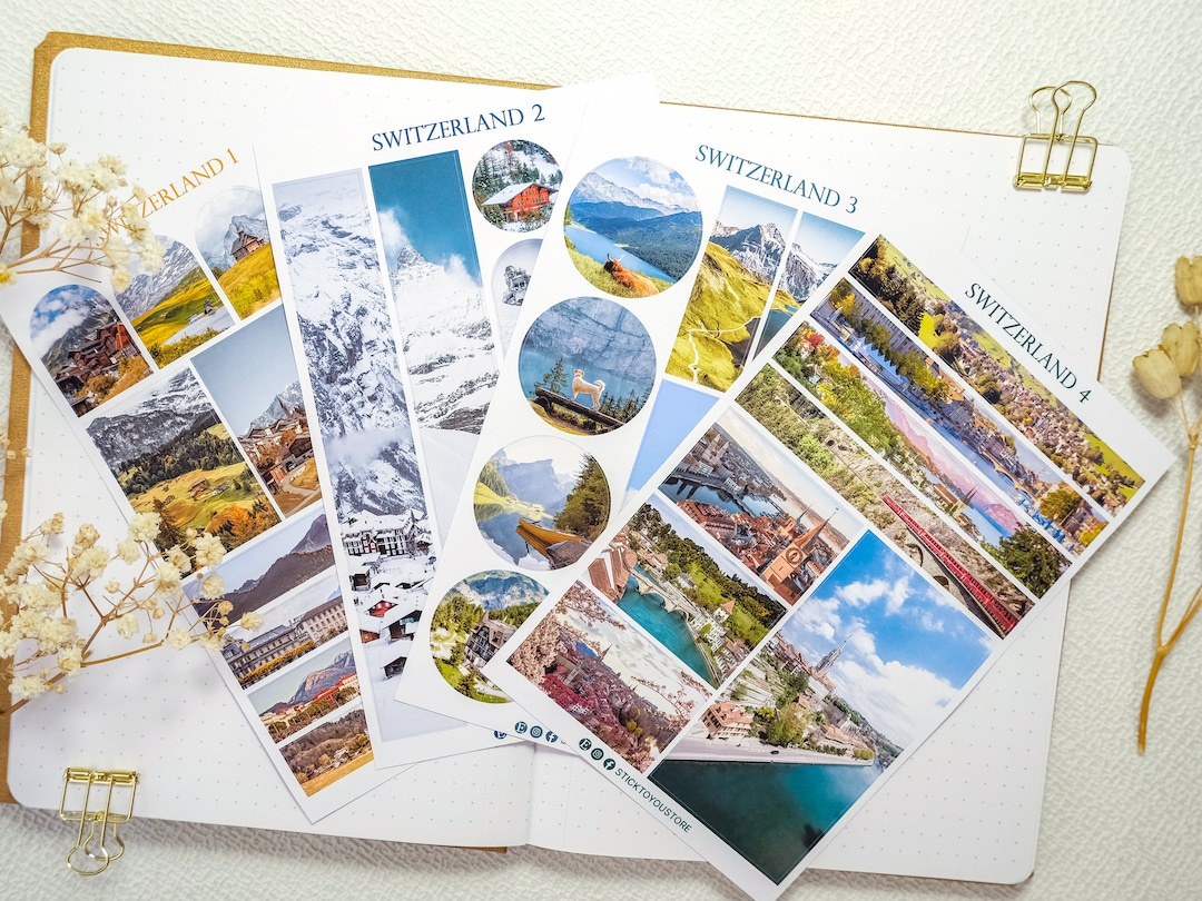 Switzerland Travel Stickers: Swiss Alps Souvenir, Journal Stickers - Etsy