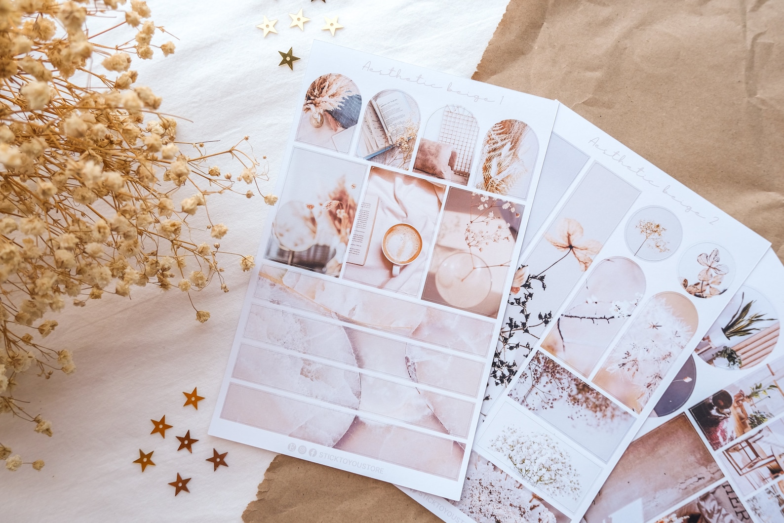 Aesthetic Vibes Stickers Beige Cream Neutral Sticker Sheet Gift for ...