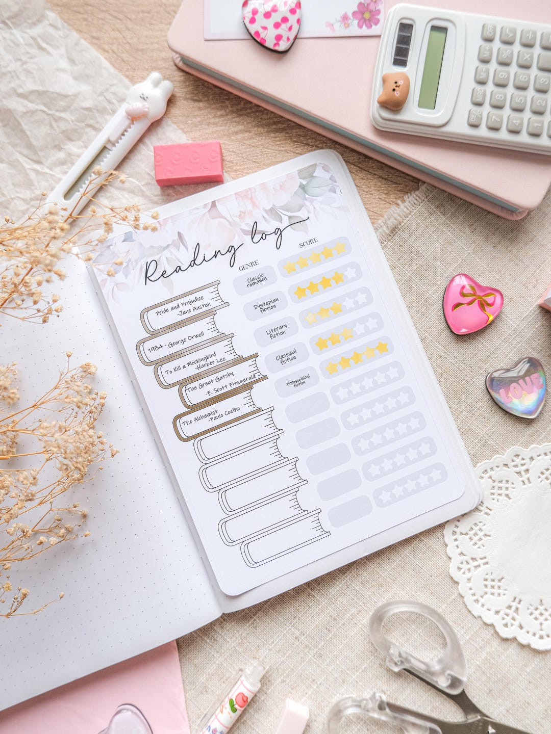 Reading Log Sticker | Stick-in Page | Reading Page for A5 Journals ...