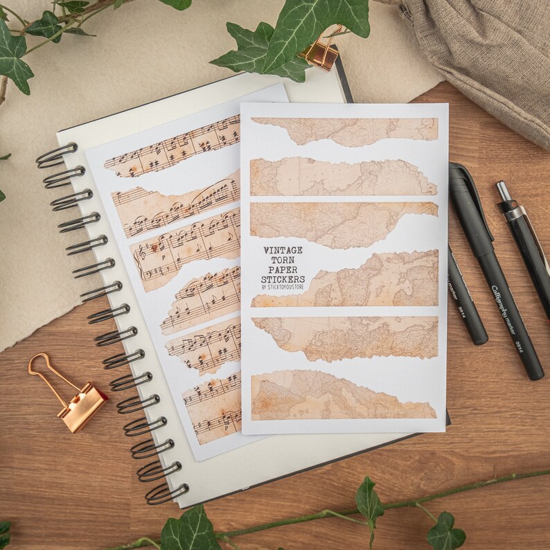 Vintage Ripped Paper Background With World Map Musical Notes - Etsy