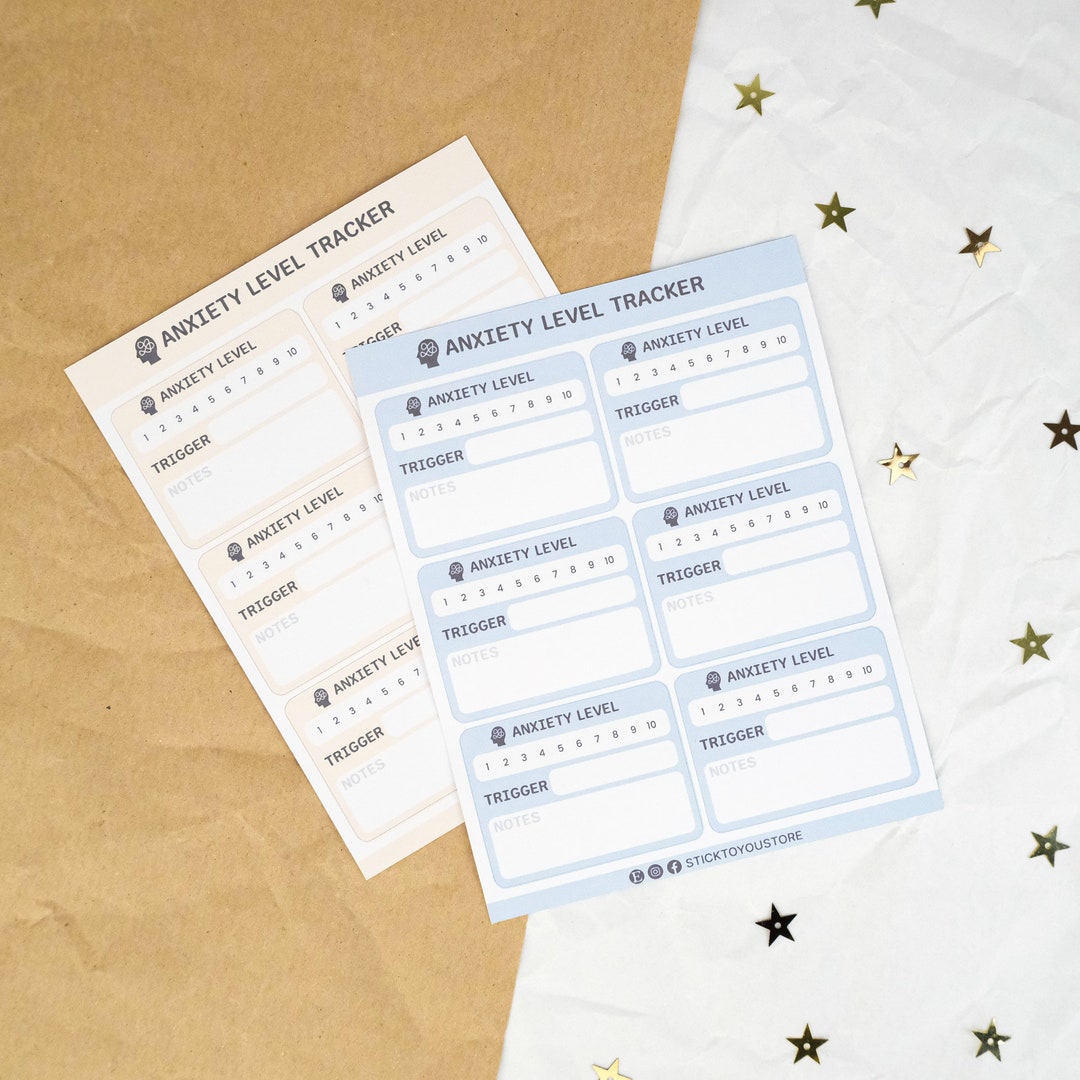 Anxiety Level Tracker Sticker, Mental Health Care, Anxiety Triggers ...
