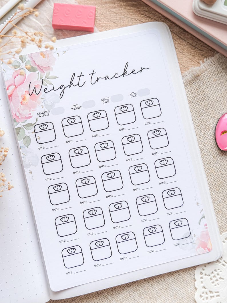 Weight Tracker • Stick-in Page Sticker • Weight Loss • Tracker Page ...