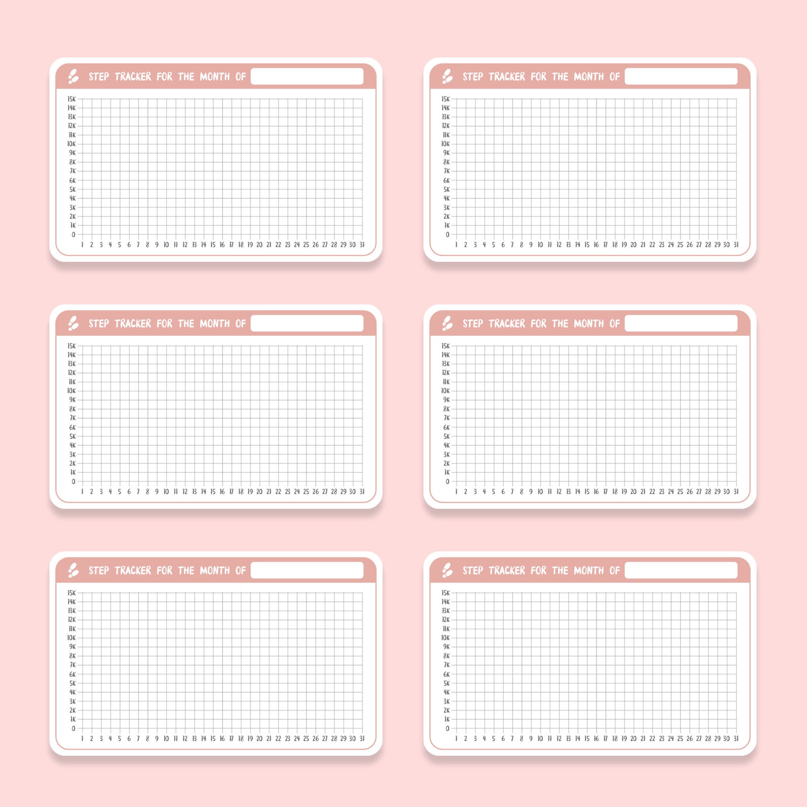 Steps Graph Sticker Daily Steps Record Monthly Steps - Etsy