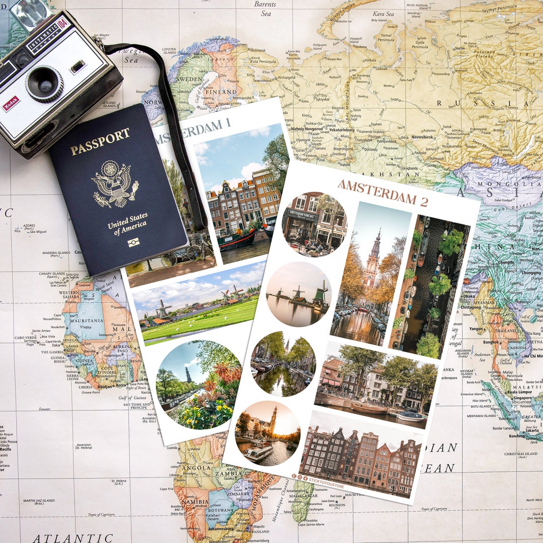 Amsterdam Travel Journal Stickers Canal Amsterdam Buildings Sticker ...