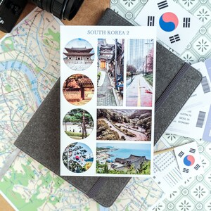 South Korea theme Stickers Set, 4 Different Sticker Sheets for Bullet ...