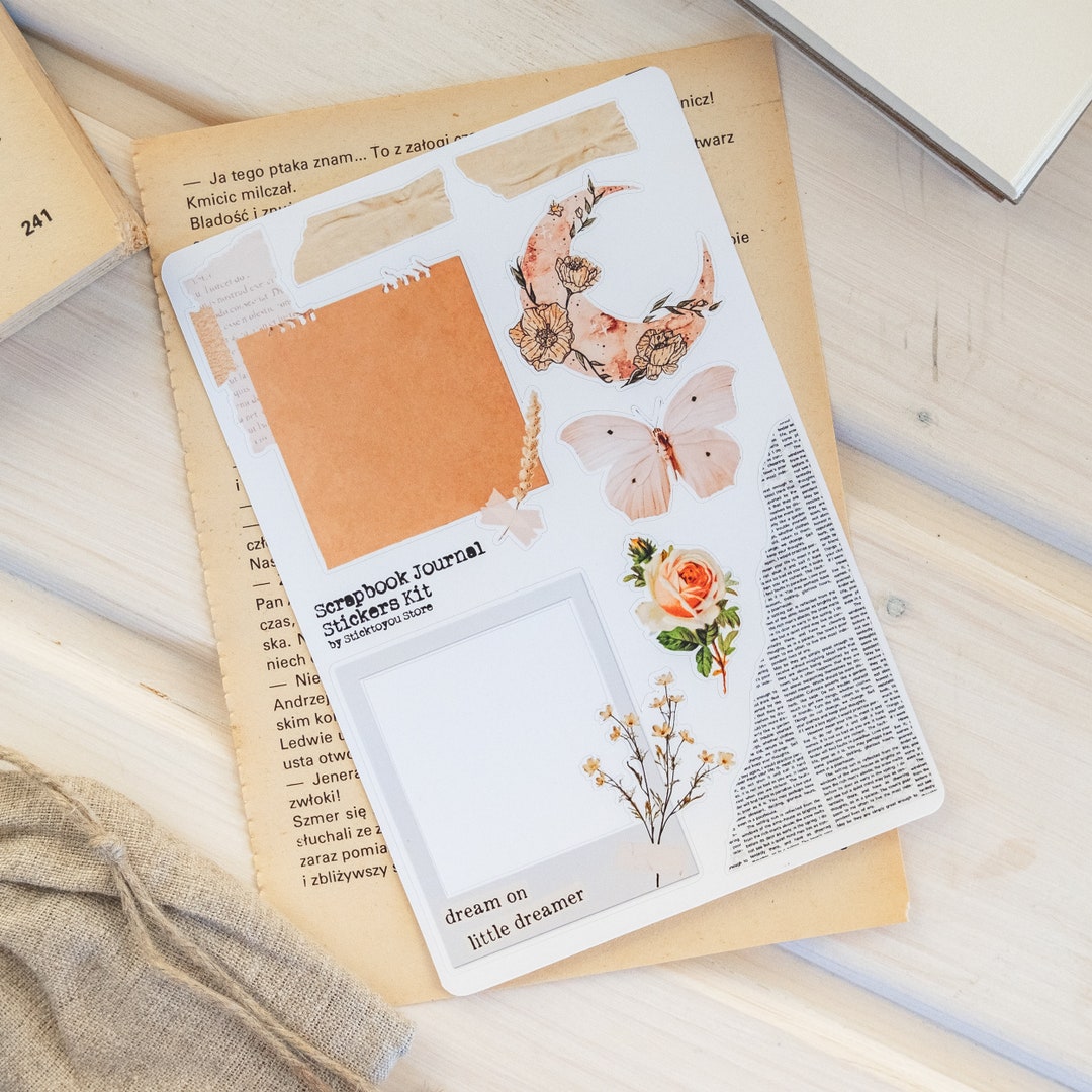 Vintage Aesthetic Scrapbook Stickers, Art Journal Sticker Sheet ...
