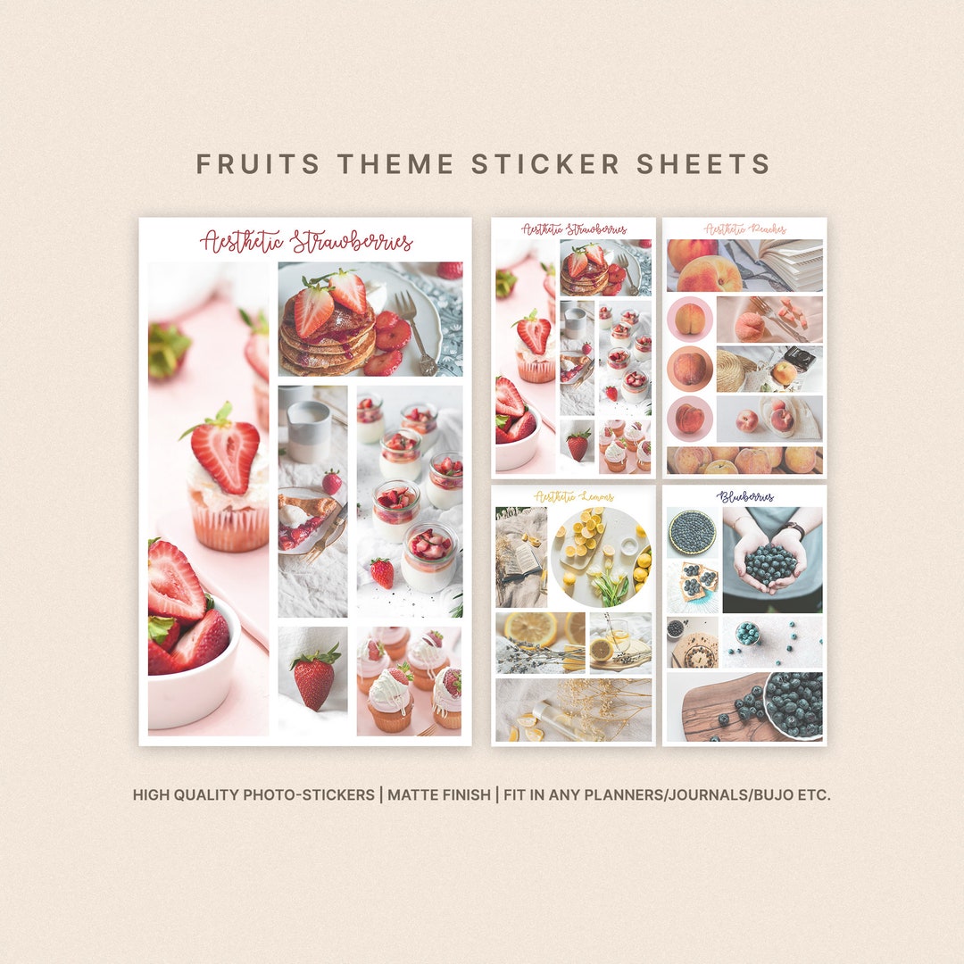 AESTHETIC FRUITS Sticker Sheet Blueberries Lemons peaches - Etsy