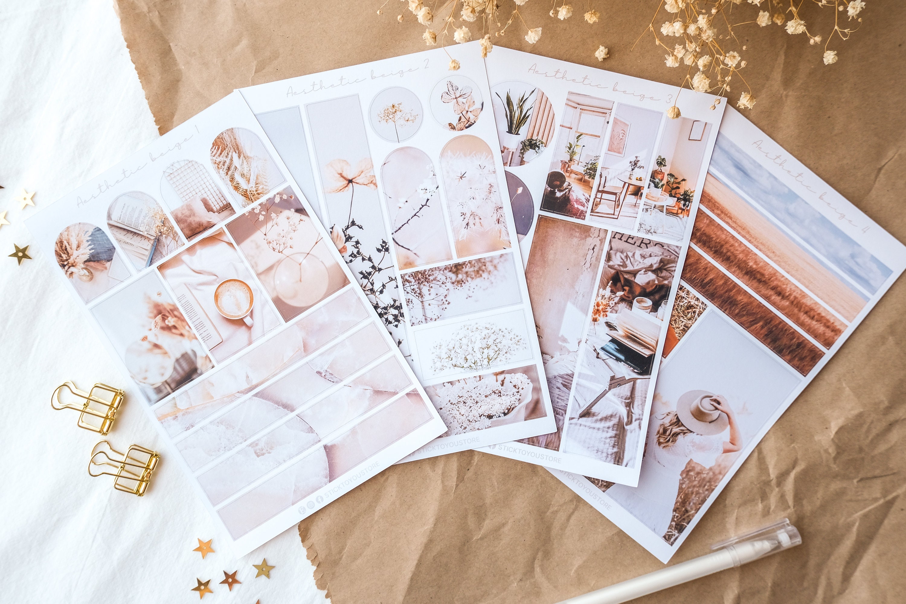 Aesthetic Vibes Stickers Beige Cream Neutral Sticker Sheet - Etsy