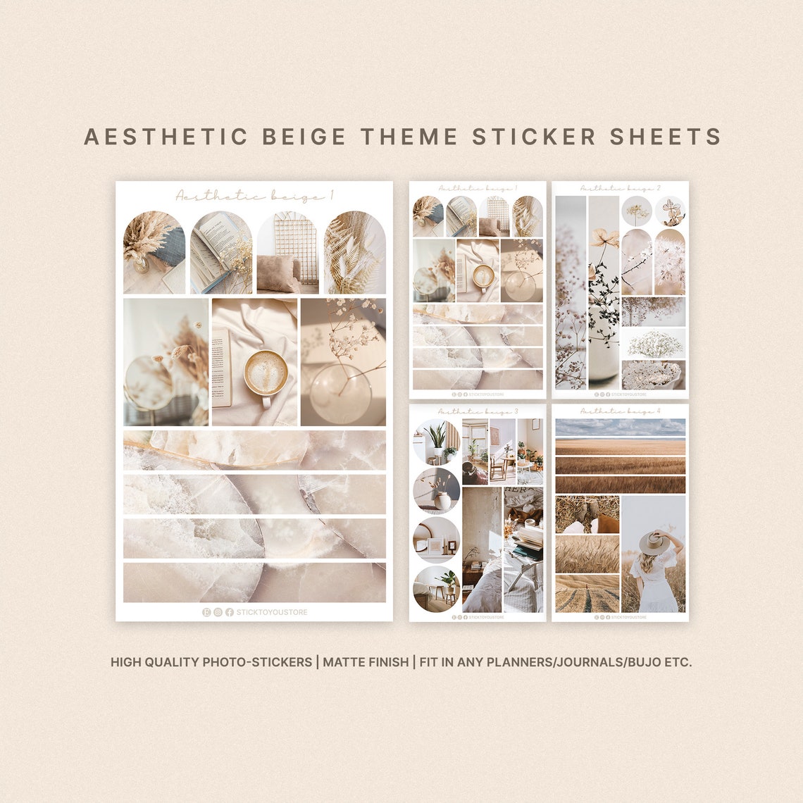 Aesthetic Vibes Stickers Beige Cream Neutral Sticker Sheet Gift for ...