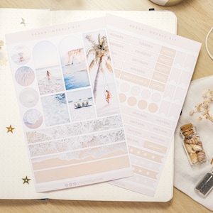 At the Beach Weekly Bujo Kit, Beach Theme Weekly Stickers, Summertime ...