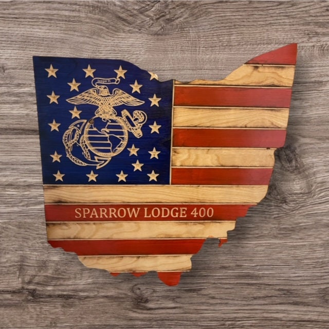 American Flag Marine State of Ohio Plaque, Military, Navy, Army, Air ...